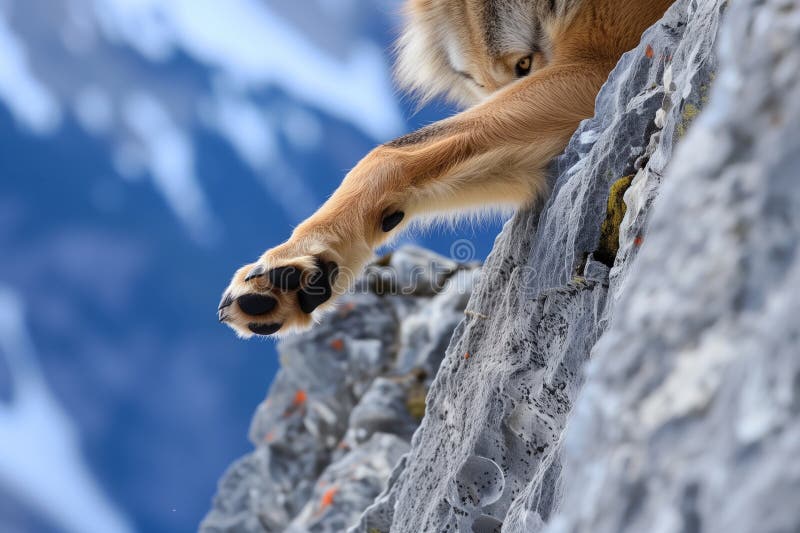 Closeup of Wolf Paw on Peak with Drop Behind Stock Photo - Image of ...