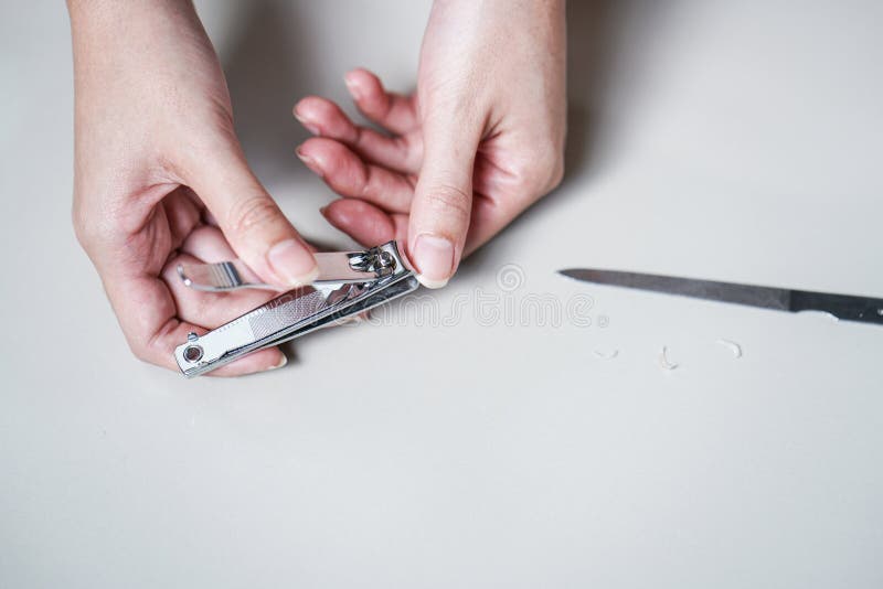 Closeup Woman Cutting Her Nails Stock Photo - Image of clean, health ...