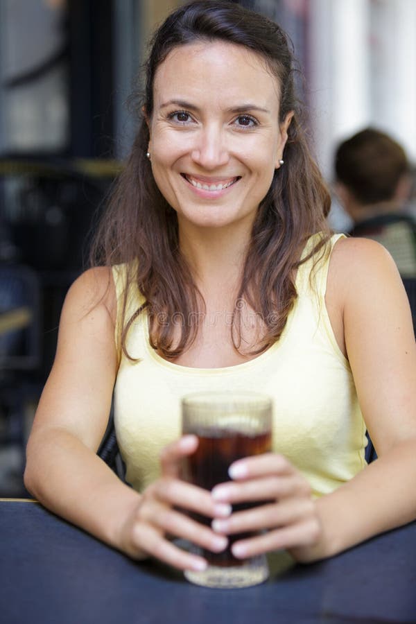 Closeup Woman Drinking Cola Outdoors Stock Photo - Image of cheers ...