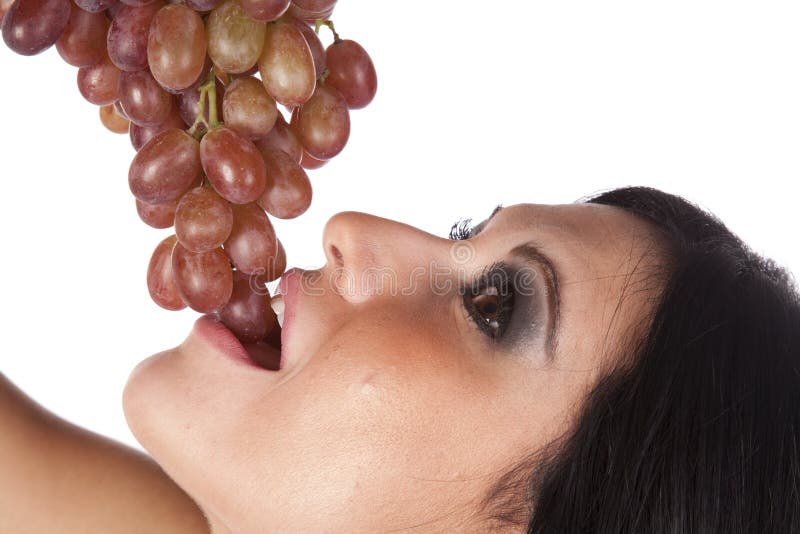 Closeup of Woman Eating Grapes. Stock Photo - Image of hunger ...