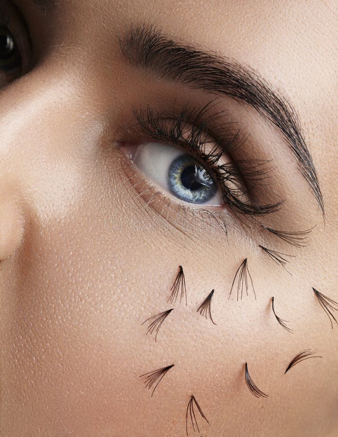 Closeup of Woman Eye with Falling Lashes Stock Photo - Image of natural ...