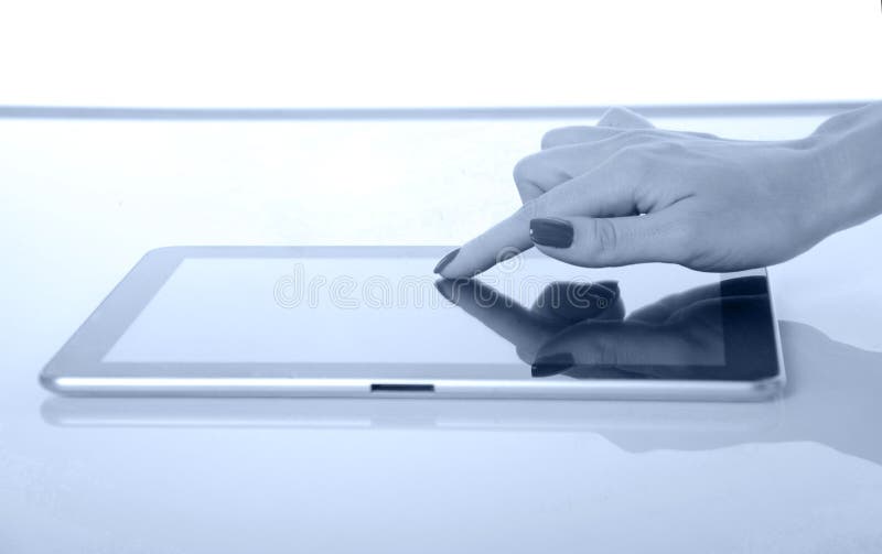 Touching tablet-pc stock image. Image of input, monitor - 20715241