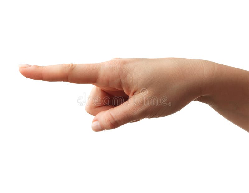 Closeup of Woman Hand Pointing. Isolated Stock Image - Image of hand ...