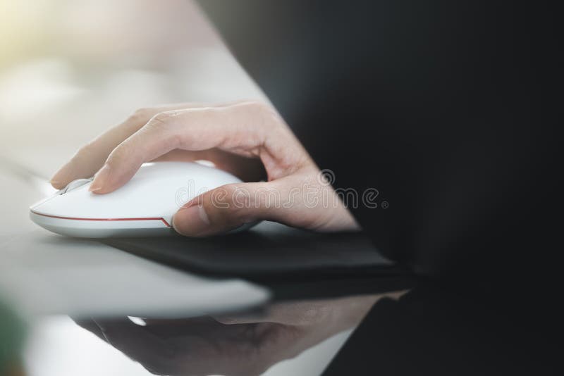 Closeup Woman Hand Using Mouse Stock Image - Image of keyboard, manager ...