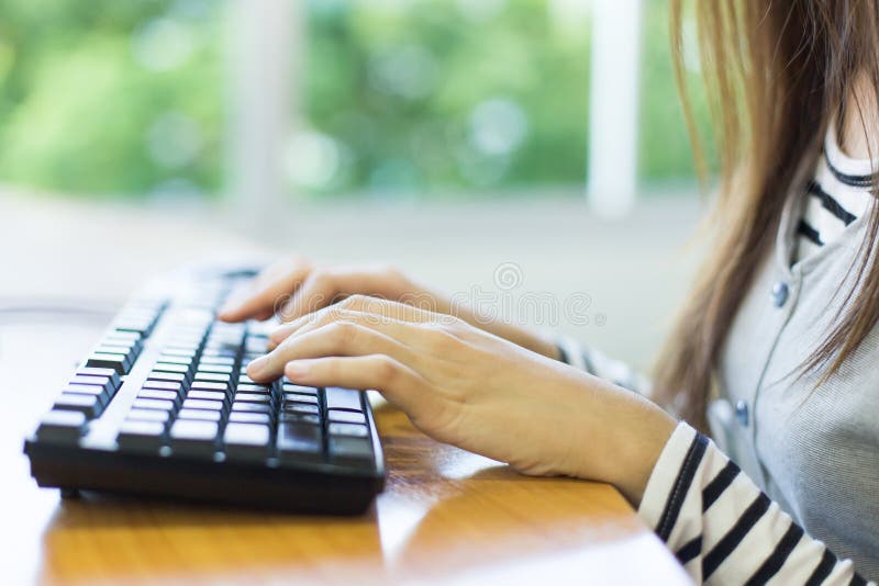 Closeup of a Woman Hands Busy Typing on a Laptop Stock Photo - Image of ...