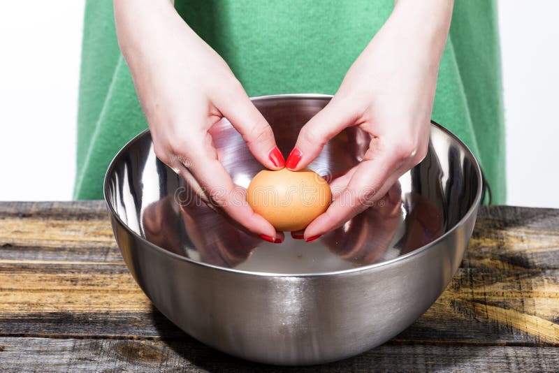 Closeup of Woman Hands Cracking Egg Stock Photo - Image of homemade ...