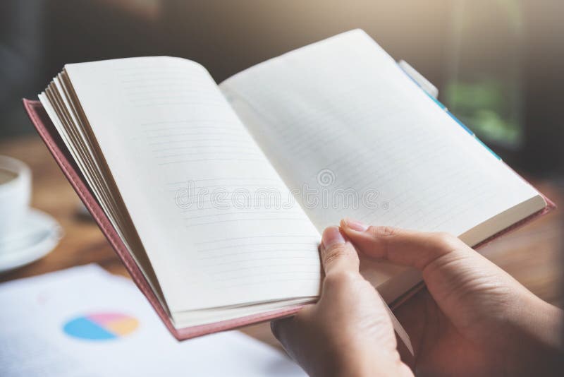 Closeup Woman Hands Holding a Book. Stock Image - Image of diary ...