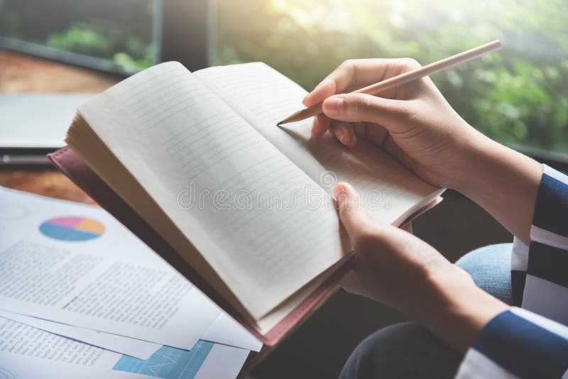 Closeup Woman Hands Writing on Notebook. Stock Photo - Image of ...