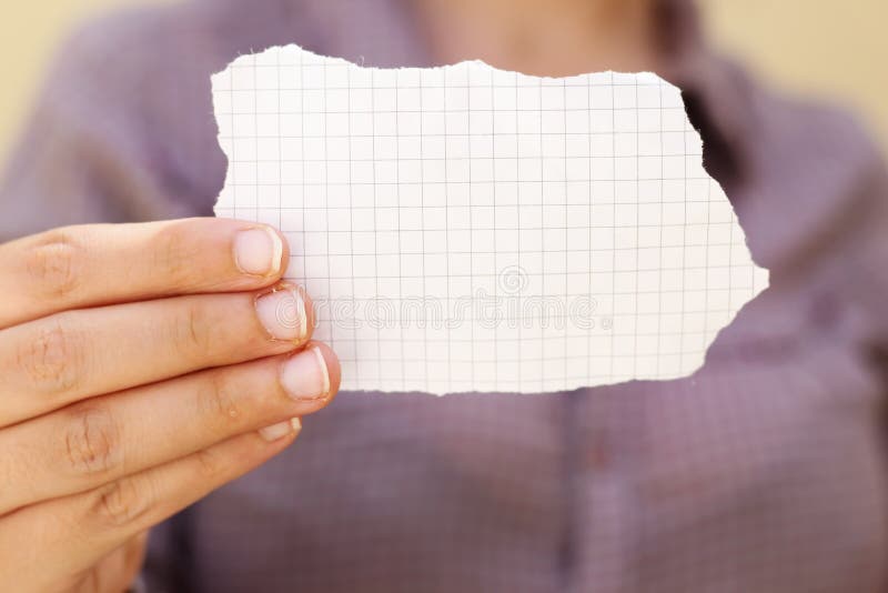 Closeup Woman Holding a Tear Paper. Stock Photo - Image of message ...