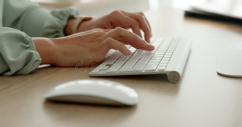 Closeup Woman, Office and Typing Keyboard for in Office for Email ...