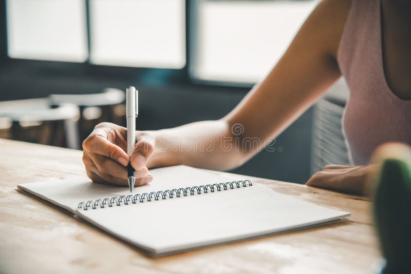 Closeup of Woman`s Hand Writing on Paper Stock Photo - Image of sleeve ...