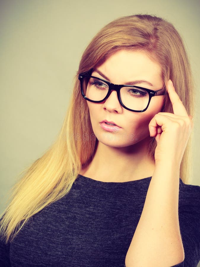 Closeup of Woman Thinking Face Expression Stock Image - Image of ...