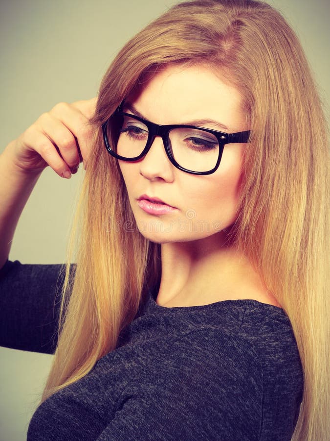 Closeup of Woman Thinking Face Expression Stock Photo - Image of ...