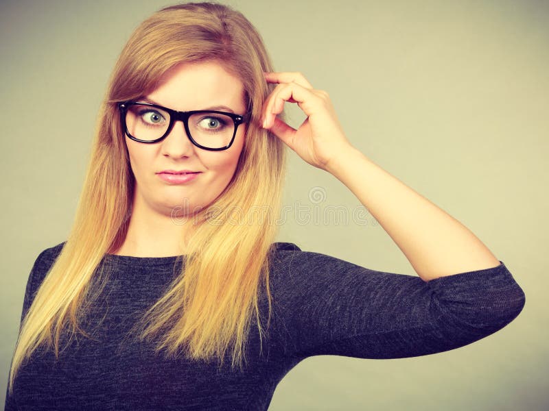 Closeup of Woman Thinking Face Expression Stock Image - Image of ...