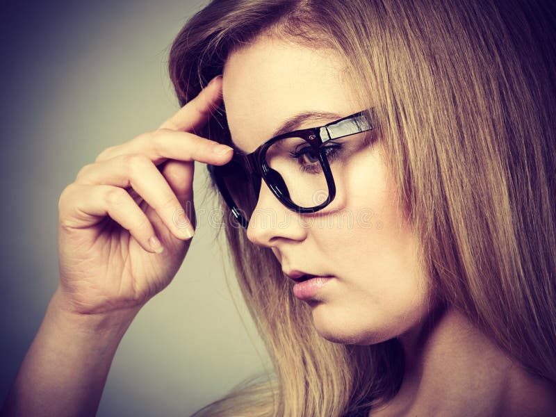 Closeup of Woman Thinking Face Expression Stock Photo - Image of ...