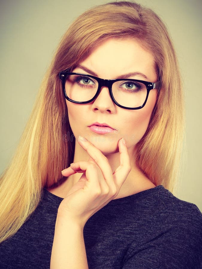 Closeup of Woman Thinking Face Expression Stock Image - Image of ...