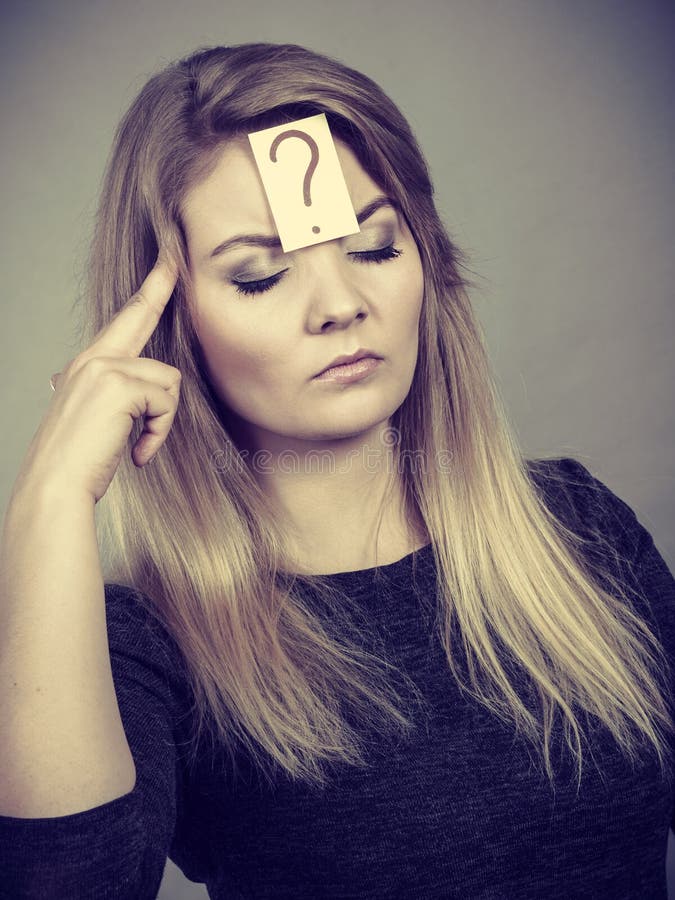 Closeup of Woman Thinking Face Expression Stock Image - Image of ...