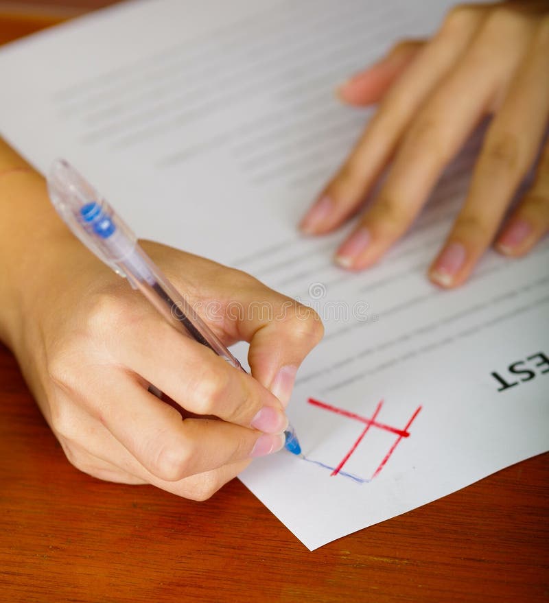 Closeup Womans Hands Writing on Paper during Exam Using Pen, Student ...