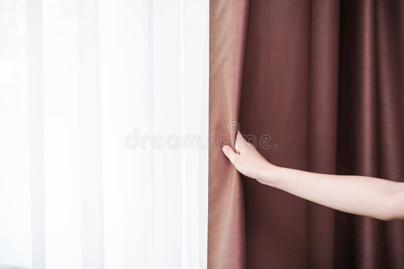 Opening the curtain stock photo. Image of elegant, drapes - 8425898