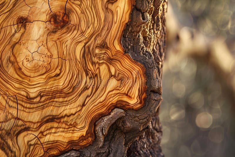A Closeup of the Wood Grain Texture on an Olive Tree Trunk, Showcasing ...