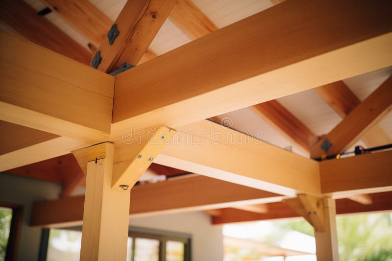 Closeup of Wood Joints on Intersecting Beams Stock Photo - Image of ...