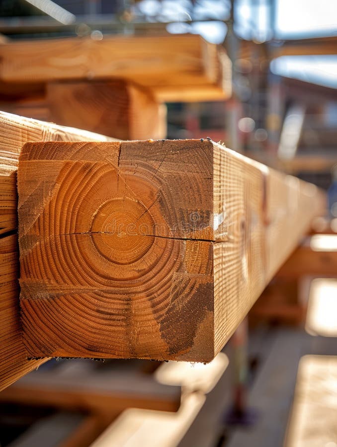 Closeup of Wooden Beams at a Construction Site. Stock Image - Image of ...