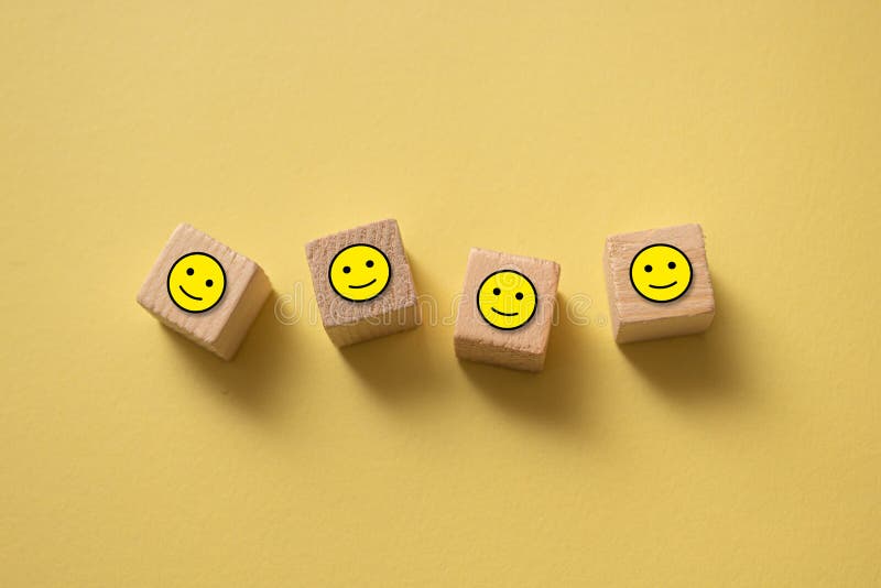 Closeup of the Wooden Blocks with Emoji. Stock Image - Image of concept ...