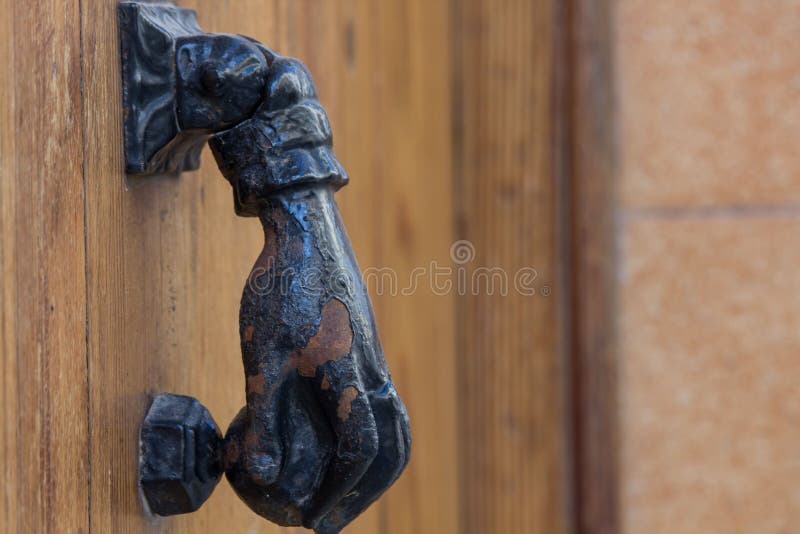 Closeup of a Wooden Door Hardware As a Hand Stock Photo - Image of ...