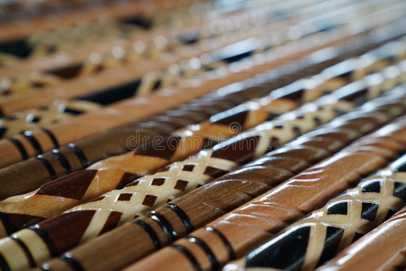 Closeup of Wooden Walking Sticks in Different Patterns Stock Photo ...