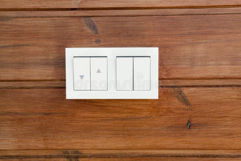 Closeup of Wooden Wall with Light Switch. Stock Image - Image of ...