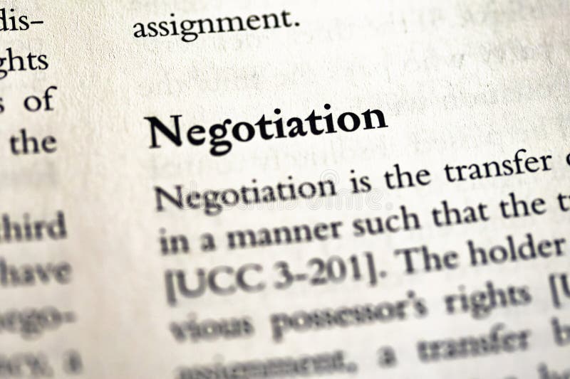 Closeup of the Word Negotiation Printed and Highlighted in Textbook on White Page. Stock Image ...