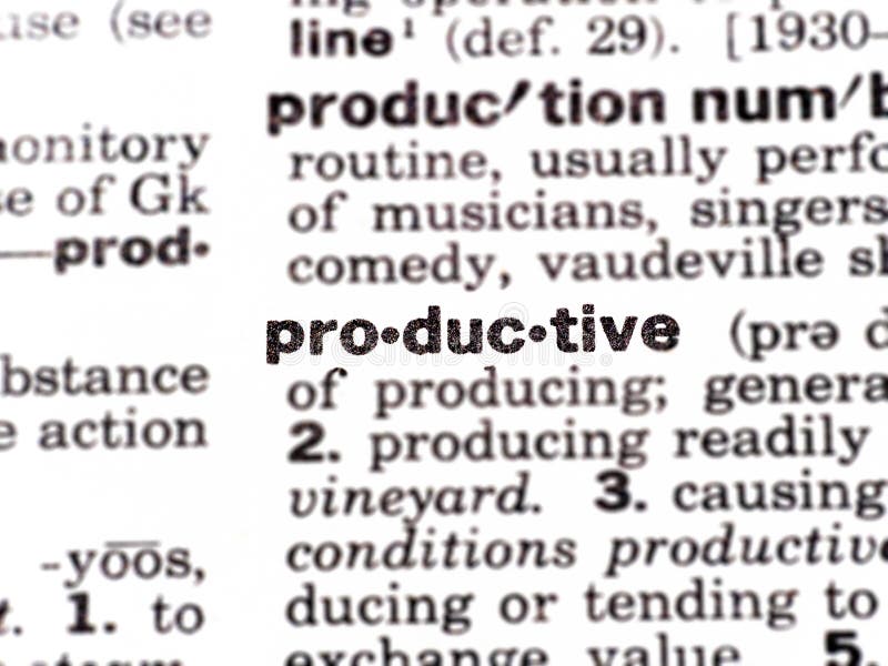 Closeup of the Word Productive from the Dictionary Stock Image - Image ...