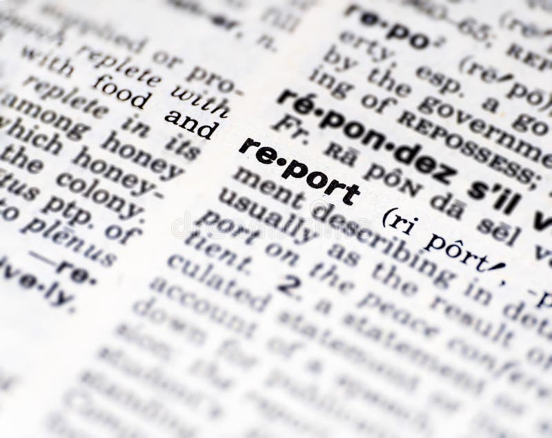 Closeup of the Word Report in the Dictionary Stock Image - Image of ...