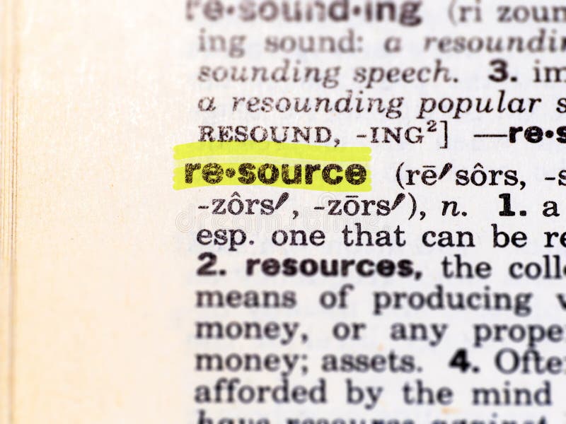 Closeup of the Word Resource in the Dictionary Stock Image - Image of ...
