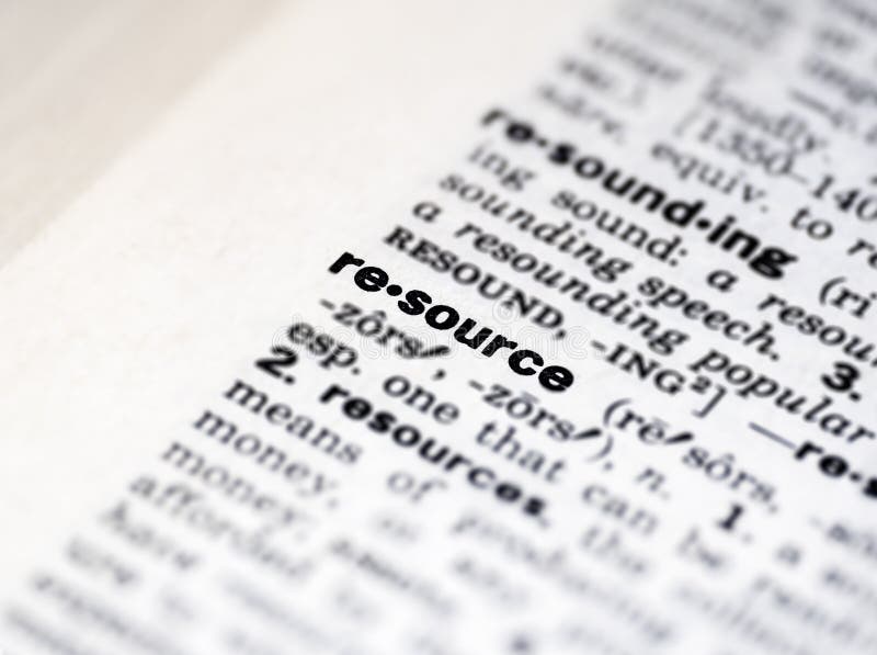 Closeup of the Word Resource in the Dictionary Stock Photo - Image of ...