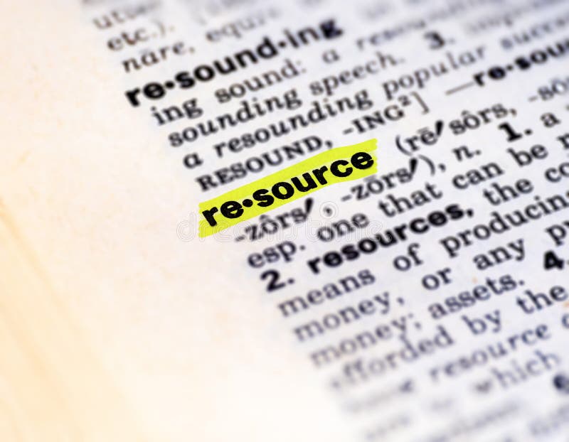 Closeup of the Word Resource in the Dictionary Stock Photo - Image of ...