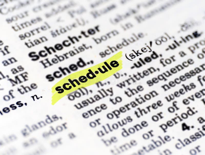 Closeup of the Word Schedule in the Dictionary Stock Photo - Image of ...