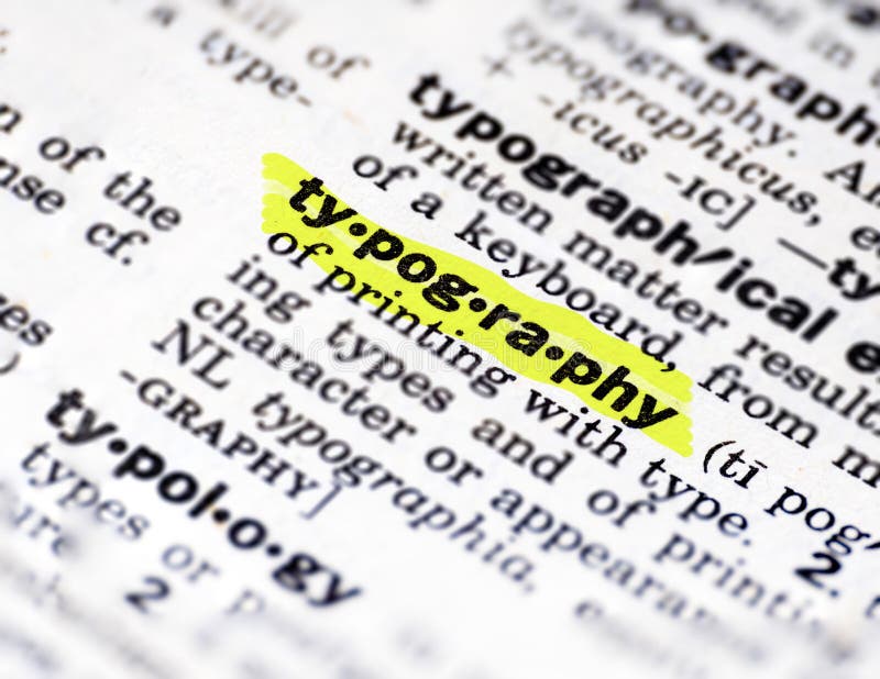 Closeup of the Word Typography in the Dictionary Stock Photo - Image of ...