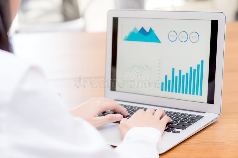 Closeup Work with Finance Analysis and Planing Data on Laptop Stock ...
