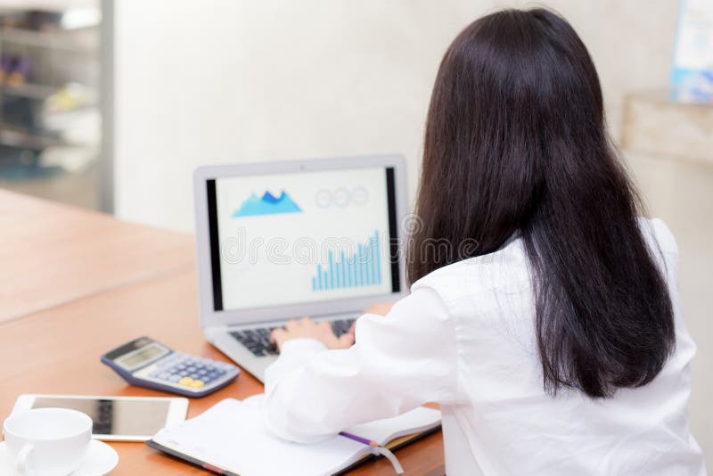 Closeup Work with Finance Analysis and Planing Data on Laptop Stock ...