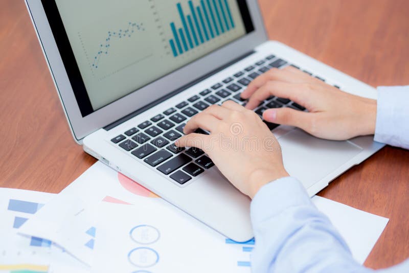 Closeup Work with Finance Analysis and Planing Data on Laptop Stock ...