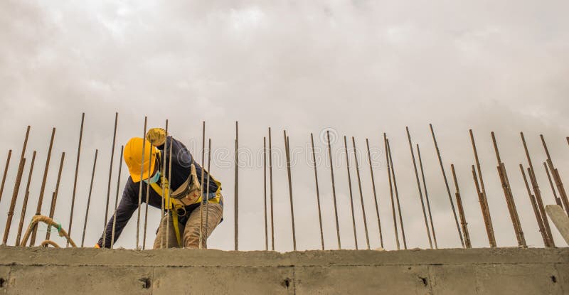 Closeup of a Worker during the Construction Process Stock Image - Image ...