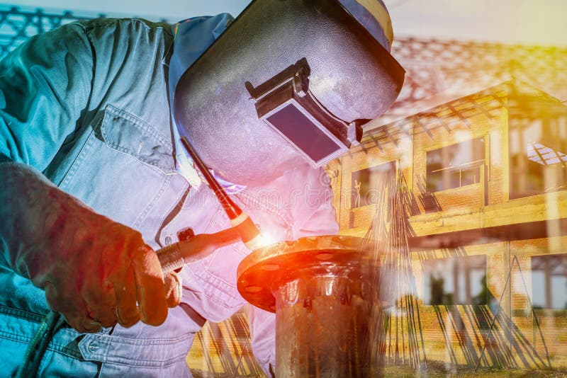 Closeup Welding Tig at Construction Site Stock Photo - Image of light ...