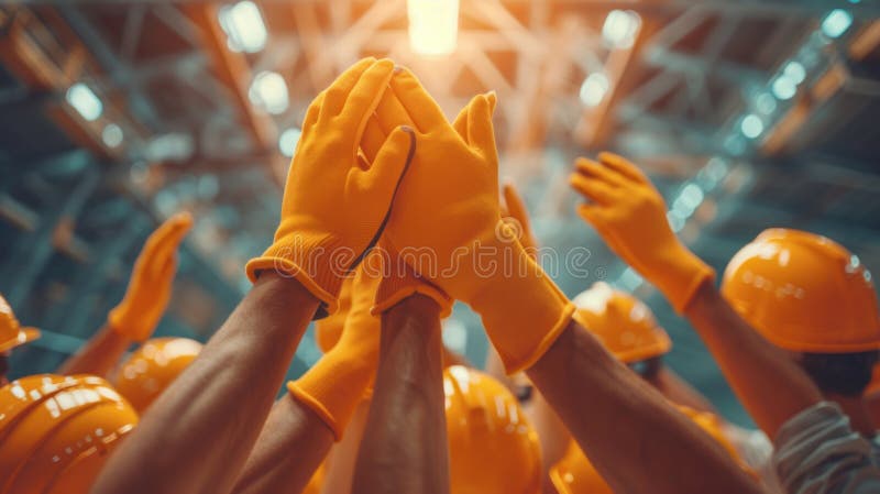 Closeup of Workers Hands Highfiving, Labor Day Unity, Team Spirit Stock ...