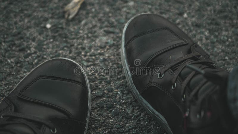 Closeup of Worn Dark Brown Leather Pair of Shoes Stock Photo - Image of ...
