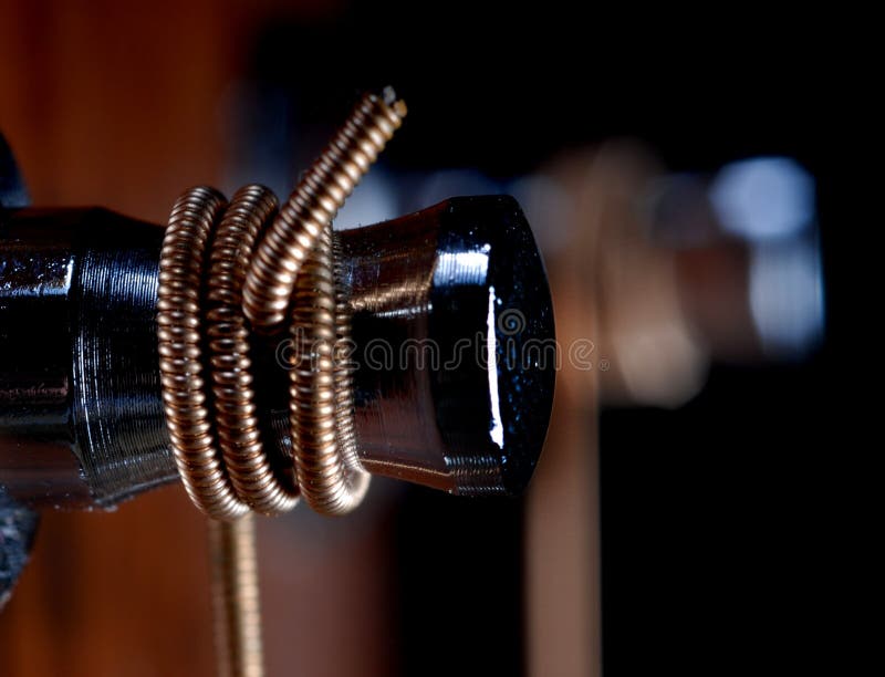 Closeup of a Wound String on Guitar Stock Image - Image of brass ...
