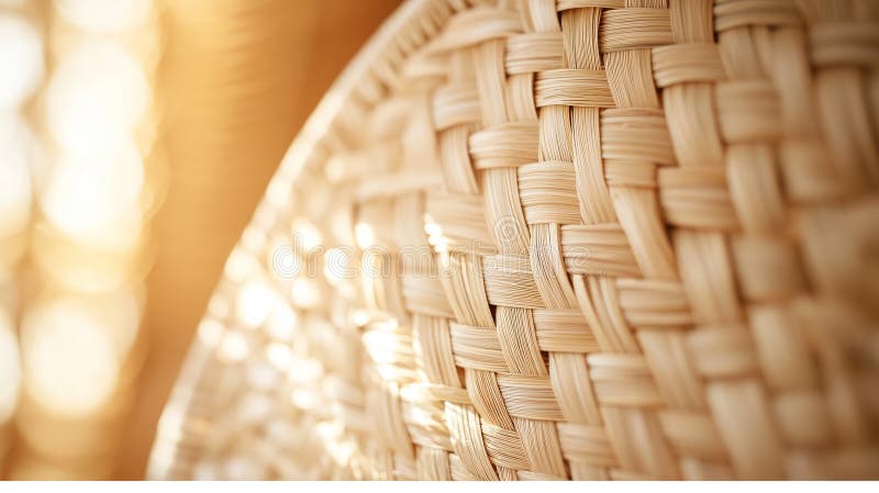 Closeup of Woven Straw Texture in Warm Sunlight. Stock Image - Image of ...