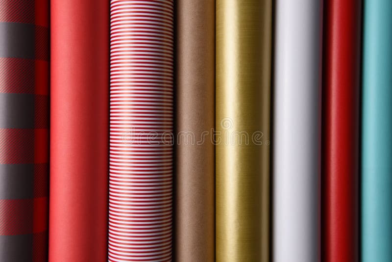 Closeup of Wrapping Paper Rolls Stock Image - Image of angle ...