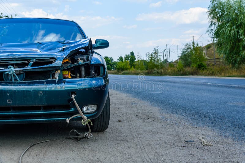 Closeup of a Wrecked Car after Accident Stock Photo - Image of ...