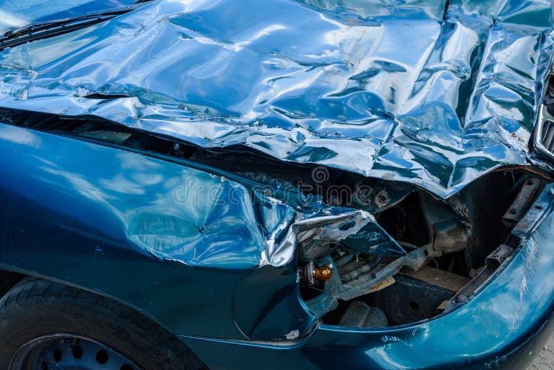 Closeup of a Wrecked Car after Accident Stock Photo - Image of highway ...